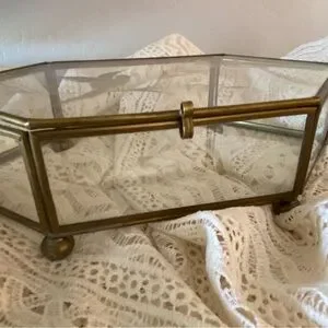 Tailor Vintage | Accents | Glass Brass Hexagonal Jewelry Box With ...